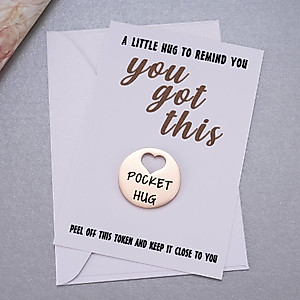 MIXJOY Little Pocket Hug Token You Got This & Greeting Card for Friends Family, Think of You Missing You Gift, Positivity Cheer Up Gift for Him Her, Good Luck, Sengding a Hug Gifts, Rose Gold