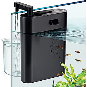 hygger 3 in 1 Aquarium Filter, 60GPH Fish Tank Power Filter for Water Change, Filtration and Landscaping with Water Hose, Filter Plates Cartridge, Sponge Filter Box