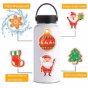 Christmas Stickers 100 PCS, Cute Vinyl Waterproof Cartoon Stickers for Kids, for Stationery, Luggage, Skateboard, Guitar, Laptop, Computer, Teaching Rewards