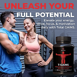 Anabolic Booster & Muscle Builder for Men, Total GAINS Muscle Growth & Estrogen Blocker for Men, Ashwagandha Shilajit for Men, Fadogia Agrestis Tongkat Ali for Men, HGH Supplements for Men, 120 Count