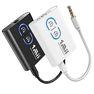 1Mii Bluetooth 5.3 Transmitter Receiver for TV to Wireless Headphones, Dual Link AptX Adaptive/Low Latency/HD Audio, Aux Bluetooth Audio Receiver Adapter for Home Stereo, Airplane, Boat, Gym