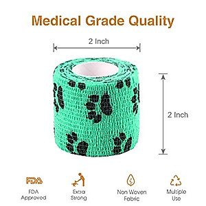 AUPCON Vet Wrap Cohesive Bandages Bulk Self Adhesive Bandage Wrap Self Adherent Wrap Non-Woven for Dogs Pet Animals & Ankle Sprains & Swelling 2 Inch x 5 Yards