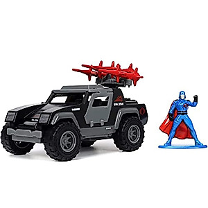 Jada Toys G.I. Joe 1:32 Stinger Die-cast Car with 1.65" Cobra Commander Figure, Toys for Kids and Adults,Grey