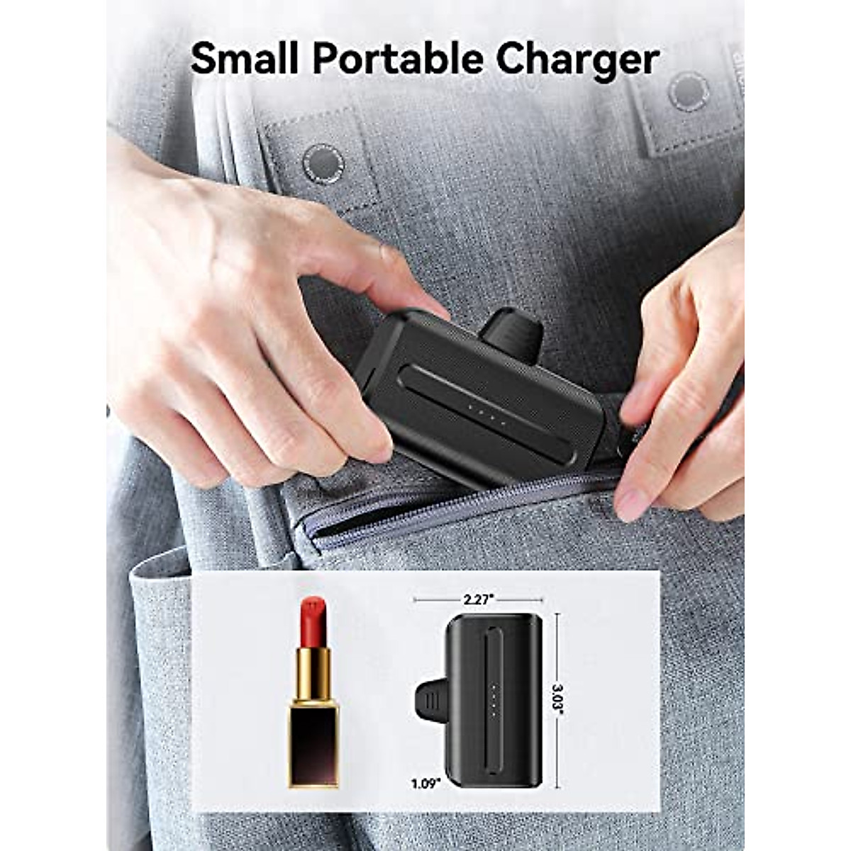 LVFAN USB C Portable Charger, 6600mAh Mini Power Bank Fast Charging, Portable Phone Charger Backup Battery for iPhone 15/15 Plus/15 Pro/15 Pro Max, Samsung S24/23/22, Android Device, and More