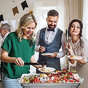 4 Pack Chafing Dish Buffet Set 9.5 Qt Rectangular Stainless Steel Chafers 3.7 Qt Round Chafing Dishes with Foldable Frame Full Size Pans Buffet Server Catering Warmer for Wedding Banquet Party Dinner