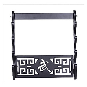 LUCKNIGHT Display Stand 4- Tier Wall Mount Sword Holder, Samurai Sword Wood Holder Stand Hanger Display Bracket Rack Sword Stand