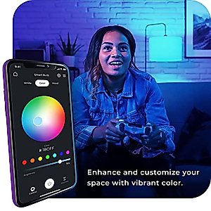 Globe Electric 34207 Wi-Fi Smart 10 Watt (60W Equivalent) Multicolor Changing RGB Tunable White Frosted LED Light Bulb 2-Pack, No Hub Required, Voice Activated, 2000K - 5000K, A19 Shape, E26 Base