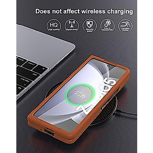 Eastcoo Slim Fit PU Leather Case for Samsung Galaxy Z Fold 5, [Clear Front Cover+Leather Hard PC Back][Wireless Charging Support] Shockproof Protective Case for Samsung Galaxy Z Fold5 2023, Brown
