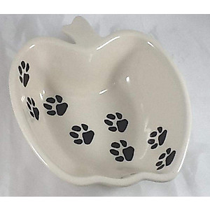 Apple Bowl Shaped Dish Paw Prints Pet Lover Stocking Stuffer Polish Pottery