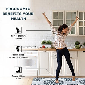 Alishomtll Floral Kitchen Rugs Sets 2 Pieces Anti Fatigue Kitchen Mats for Floor Cushioned Waterproof Kitchen Floor Mat, Non Skid Sink Mats Comfort Standing Mat (Grey)