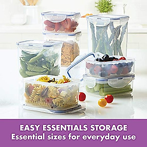 LocknLock Easy Essentials Food Storage lids/Airtight containers, BPA Free, 14 Piece - Tall Rectangle, Clear