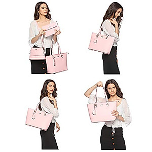 Women Fashion Synthetic Leather Handbags Tote Bag Shoulder Bag Top Handle Satchel Purse Wallet Set 4pcs