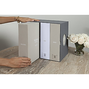 Savor | Baby + School Years Keepsake Boxes | Slate Gray - Set of 2 Custom-dyed with Cloth Covering + Acid-Free for Durability w/Full Organization System+Includes labels for customizing