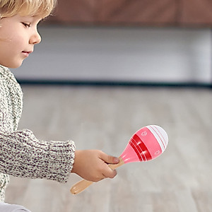 ERINGOGO Maracas 2 PCS Maracas Hand Painted, 8 Wooden Sand Hammer Rumba Shakers for Kids, Latin Hand Percussion Instrument, Noisemaker Party Favors Supplies