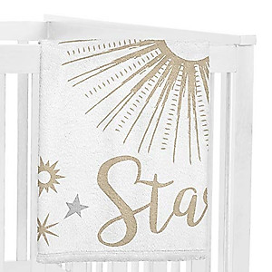 Sweet Jojo Designs Star and Moon Girl Milestone Blanket Monthly Newborn First Year Growth Mat Baby Shower Memory Keepsake Gift Picture - Gold and Grey Celestial Shoot for The Stars Space