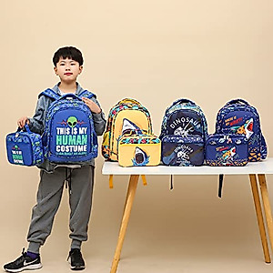 Backpack for Boys Dorlubel Lightweight Shark School Backpack with Insulated Lunch Tote Preschool Kindergarten Elementary Book Bag Set With Chest Strap(Shark Wave)