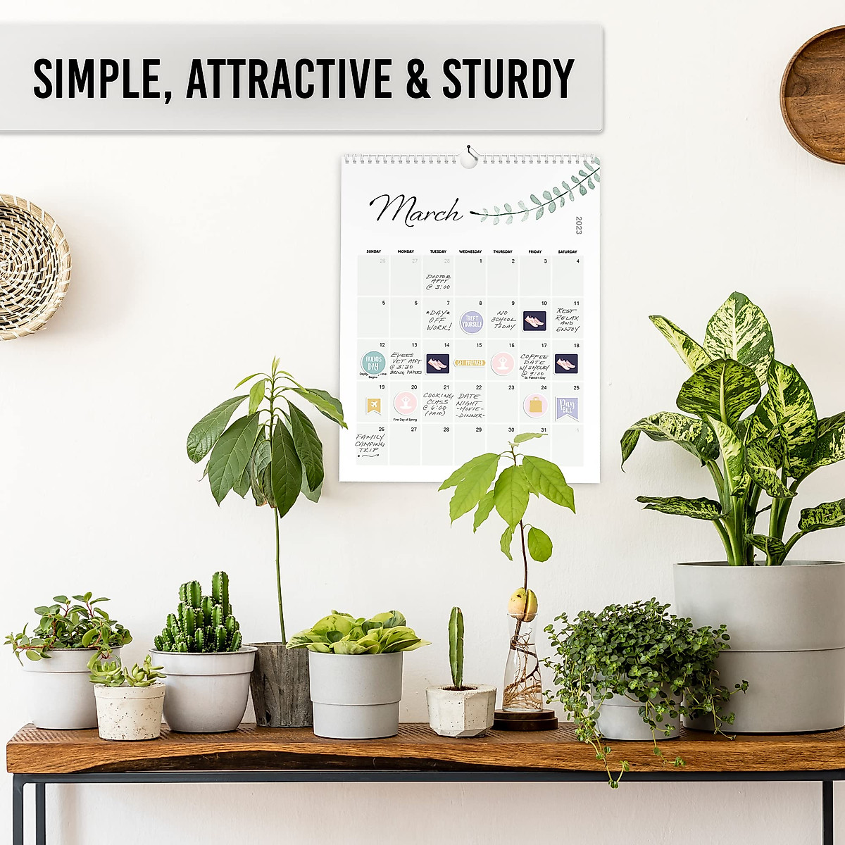 Aesthetic 2023 Vertical Greenery Wall Calendar - Runs Until July 2024 - The Perfect Monthly Calendar for Easy Planning