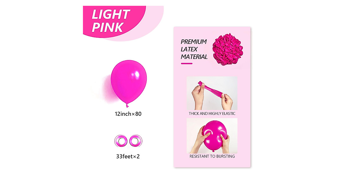 80pcs Hot Pink Balloons for Party Decor | Bright Latex 12inch Set