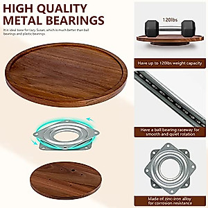 ANBOXIT Lazy Susan Organizer for Table, 12 Inch Wooden Lazy Susan Turntable for Cabinet, Acacia Wood Turntable Kitchen Spice Rack (1 Pack)