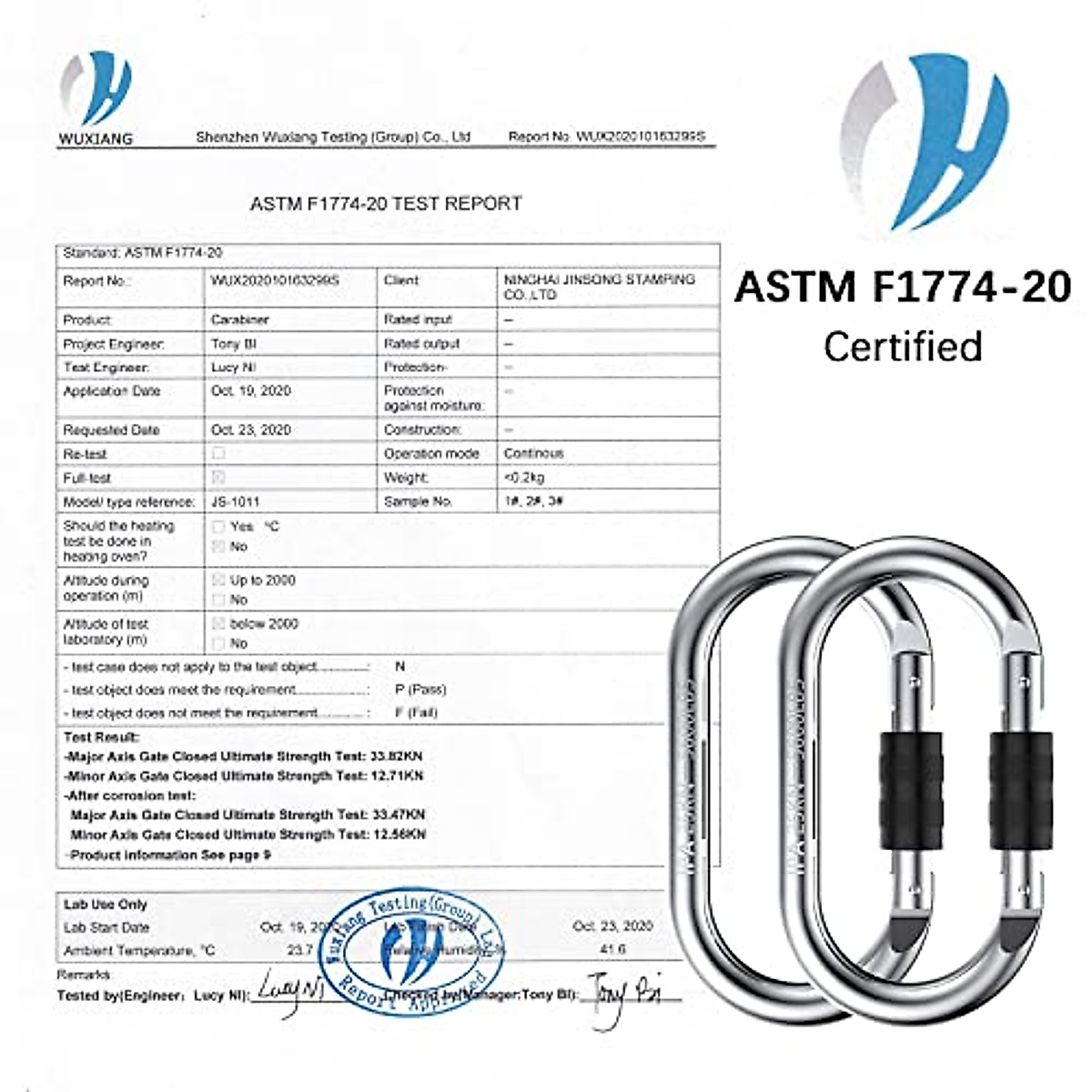 Oak-Sports Caribeener Clips,Climbing Carabiner(25kn=5600lbs),Heavy Duty Carabiner Clip,Multipurpose for Rigging, Ropes, Hammocks, Not Suitable for Pull-up Bars(2pack)