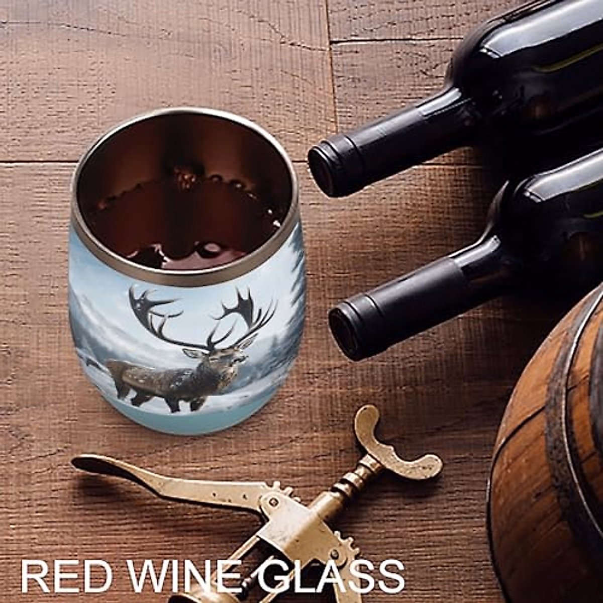 WYUSPGK 304 Stainless Steel Insulated Cup, Snow Elk Print Smooth Rim, Durable & Reusable - Perfect for Office, Home, And Travel
