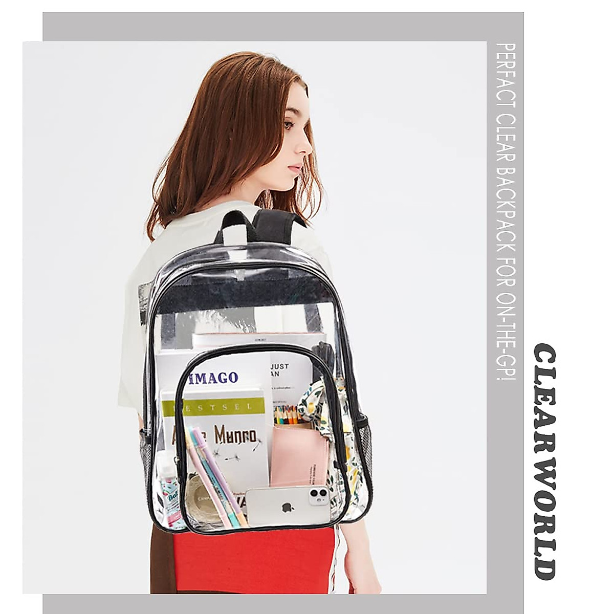 Stadium Approved Clear Mini Backpack Heavy Duty Transparent Backpack for Concert, Security Travel &Stadium