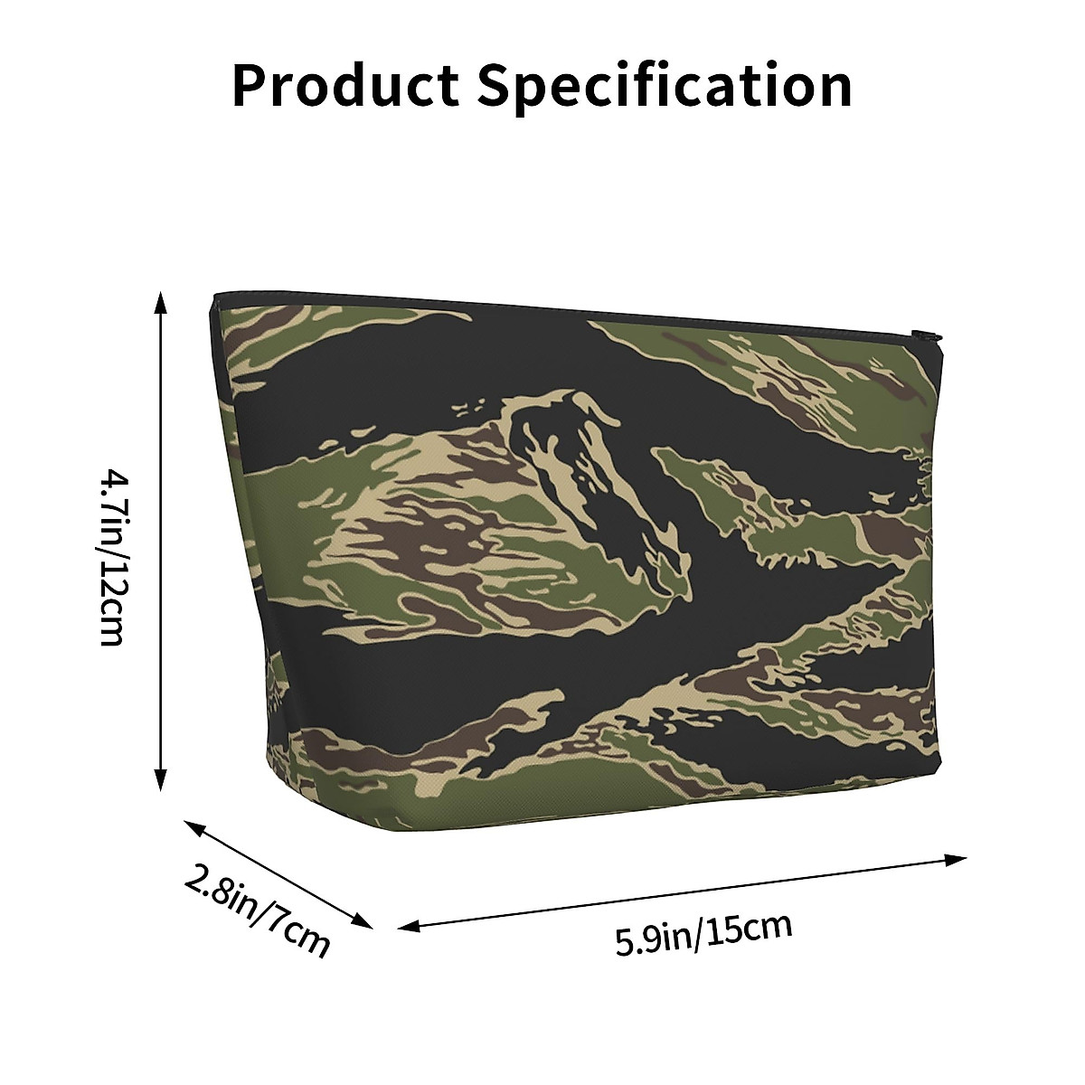 Lightweight Travel Portable Cosmetic Bag Compatible with Army Military Camouflage Vietnam Tiger Stripe Camo, Casual Toiletry Makeup Carrying Pouch Multifunction Coin Cash Storage Cases for Women