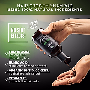 Hair Growth Shampoo for Men - Natural Biotin Boost with Argan Oil, Aloe Vera and Peat Mud - Effective Hair Loss Treatment for Thinning Hair - Helps With Dandruff
