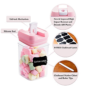 Rubtlamp Airtight Food Storage Container with Easy Lock Lids, 10Pcs Kitchen & Pantry Organization for Cereal, Dry Food, Flour and Sugar, Pasta Containers for Pantry, Includes 10 Labels & 1 Pen(Pink)