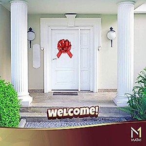 Mata1 Huge Car Bow (Red, 18 inch) Big Gift Wrapping Bow for Large Gift Decoration, Giant Indoor/Outdoor Bow with 20 Loops and 4 Stickers (No Magnets That Scratch)