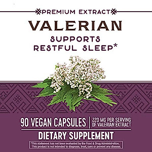 Nature's Way Valerian, Non-GMO, Gluten Free, 220 mg per serving, 90 Capsules