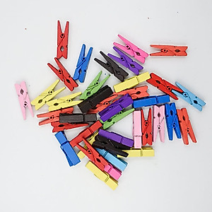 Clothes Pins, Colored Clothespins 200 PCS 0.98" Natural Birchwood Close Pins, Strong Grip, Colorful Clothespins, Multi-Purpose Colored Clothes Pins for Crafts, Hanging Clothes, Laundry