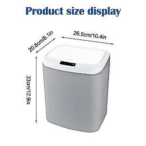 Automatic Garbage Can Motion Sensor Bathroom Trash Can Touchless Bathroom Trash Can 15L/4gallon Smart Trash Bin with Lid Slim Plastic Narrow Garbage Can for Living Room, Bedroom, Office, Toilet, RV (Grey)