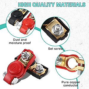 Middrivr 2PCS Battery Terminals, Car Battery Cable Terminal Clamps-Connectors-Negative and Positive, Battery Terminal with Plastice Cover, Good Contact, Corrosion Resistance Applicated in Car Truck