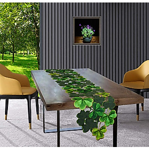 Simhomsen Embroidered Irish Clover Table Runner for St. Patrick’s Day, Spring Decorations (14 x 69 inches)