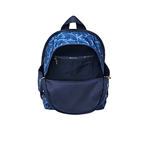 LeSportsac Flower Petals Basic Backpack/Rucksack, Style 7812/Color F976, Navy Blue Flower Petals Artfully Arranged in Modern Abstract Style Design, Slate Blue Bag