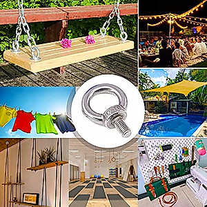 Lifting Eye Bolts, Reedny 1/4" 304 Stainless Steel Shoulder Ring Eye Machinery Male Thread Ring Eyebolt Screws for Hanging Articles (M6, 8Pcs)