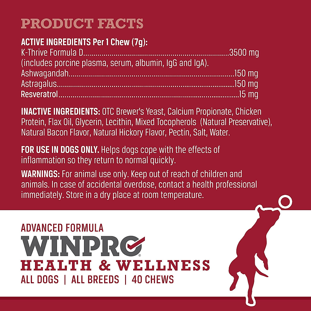 WINPRO Pet Health & Wellness Chews for Dogs, 40 Soft Chews, Plasma Powered, Grain Free Supplement for Dogs Providing Vitality and Immunity Support