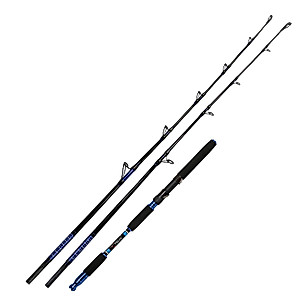 Fiblink Saltwater Fishing Rod Carbon Fiber Jigging Rod with 2 Piece Twin-Tip Spinning & Casting Portable Travel Fishing Jig Rod (Blue 5'6" 30-50lbs 2pcs)