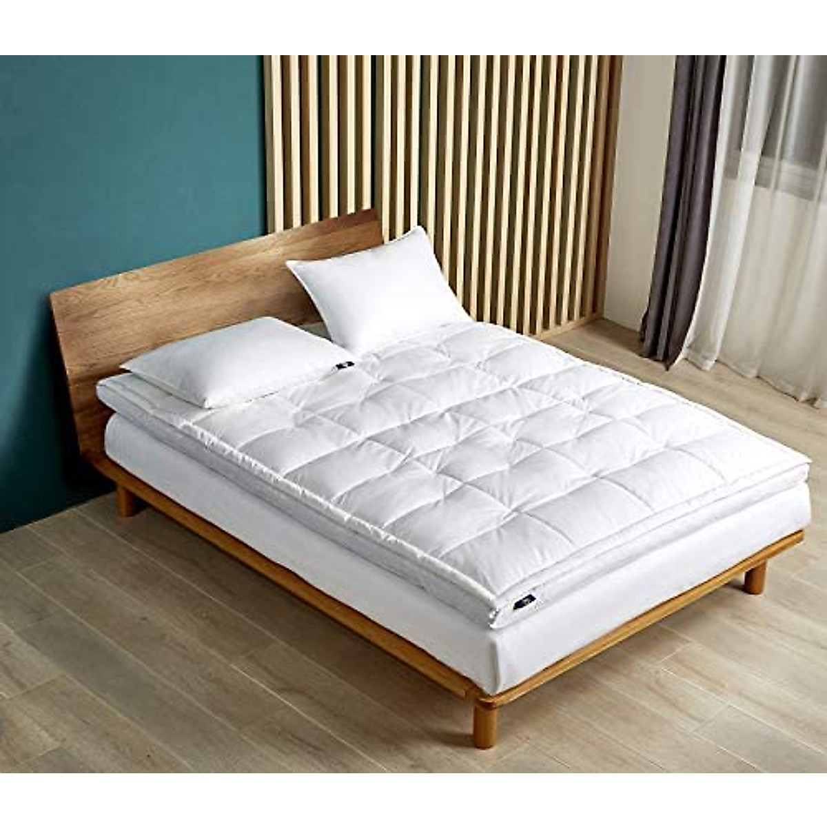 Serta 2-Inch Feather and Down Fiber Top Feather Bed, King, White