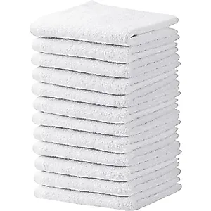 Towel and Linen Mart White Salon Towels, Pack of 12 (Not Bleach Proof, 16 x 27 Inches) Highly Absorbent Towels for Hand, Salon, Gym, Beauty, Spa, and Home Hair Care (White)