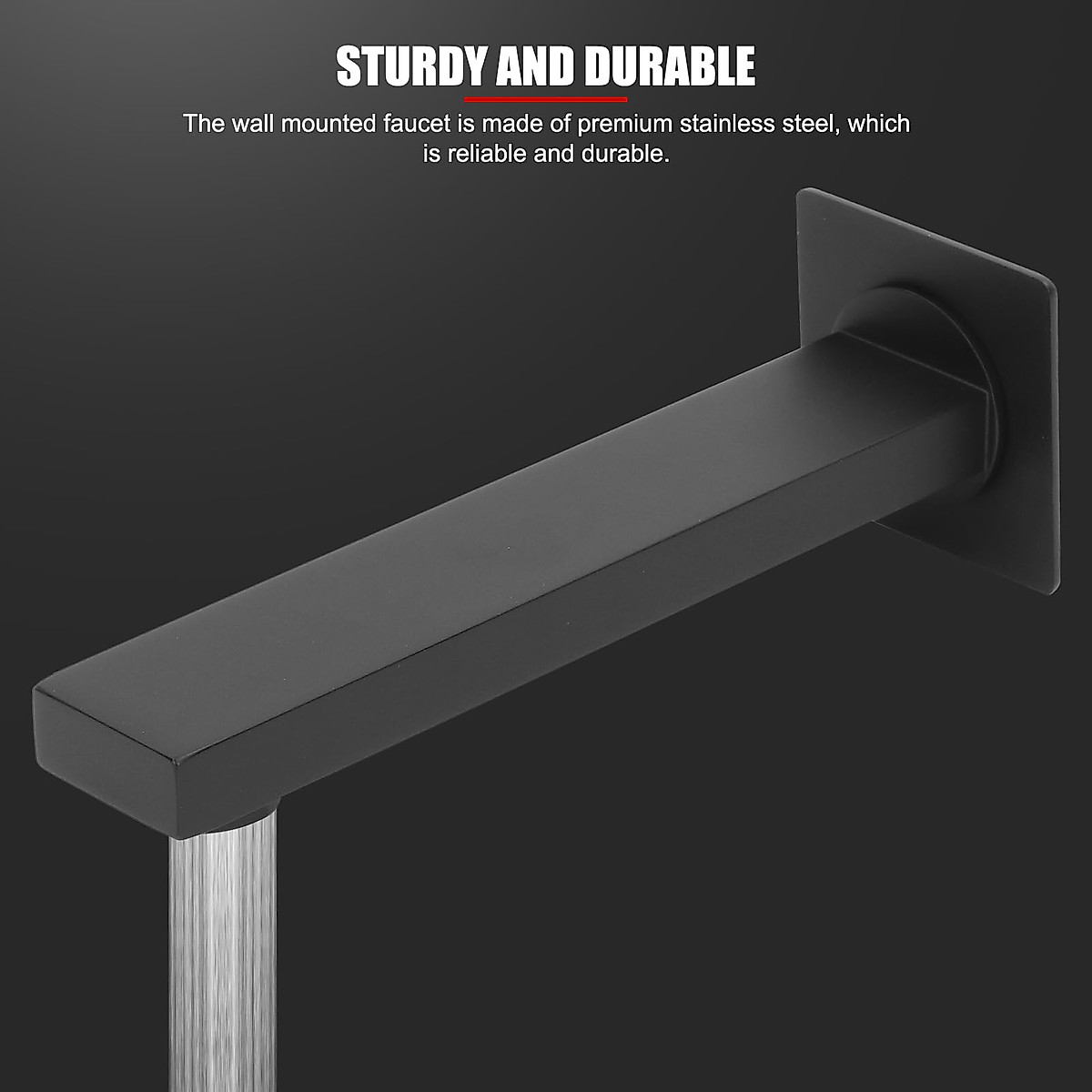 EVTSCAN 7 Inch Modern Matte Black Wall Mounted Bathroom Tub Spout, Stainless Steel Universal G1/2 Tub Spout DIY Replacement for Bath Decor, Easy to Install, Not Included Handle