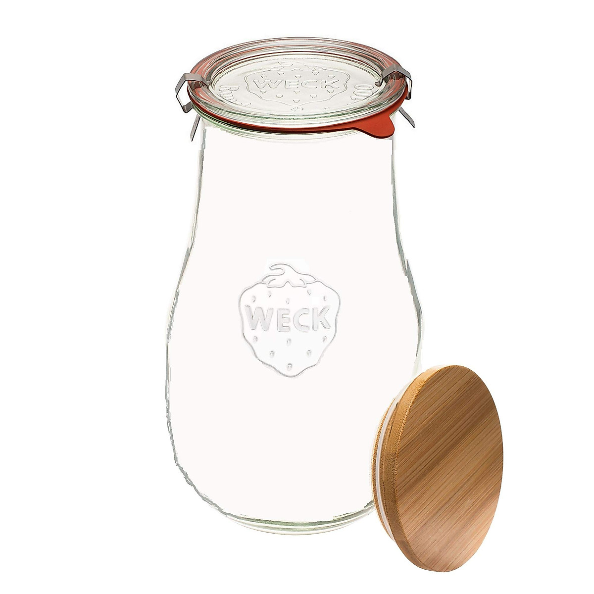 Weck Jars 91.3 Fl Oz Tulip Jars 2.5 Liter Starter Jars - Large Glass Jars for Sourdough Starter with Glass Lid Wide Mouth - (1 Jar with Wooden Lid)