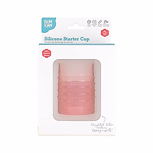Bumkins Baby and Toddler Cups, Sip Cup, Spill Proof Training Drinking for Babies Ages 4 Months, Tip Proof, Platinum Silicone Starter Cup, Pink