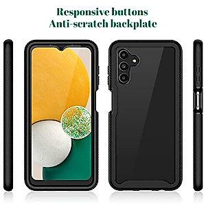 seacosmo for Samsung A13 5G Case, Full Body Shockproof Cover [with Built-in Screen Protector] Slim Fit Heavy Duty Lightweight Bumper Protective Phone Case for Samsung Galaxy A13 6.5 Inch - Black/Clear