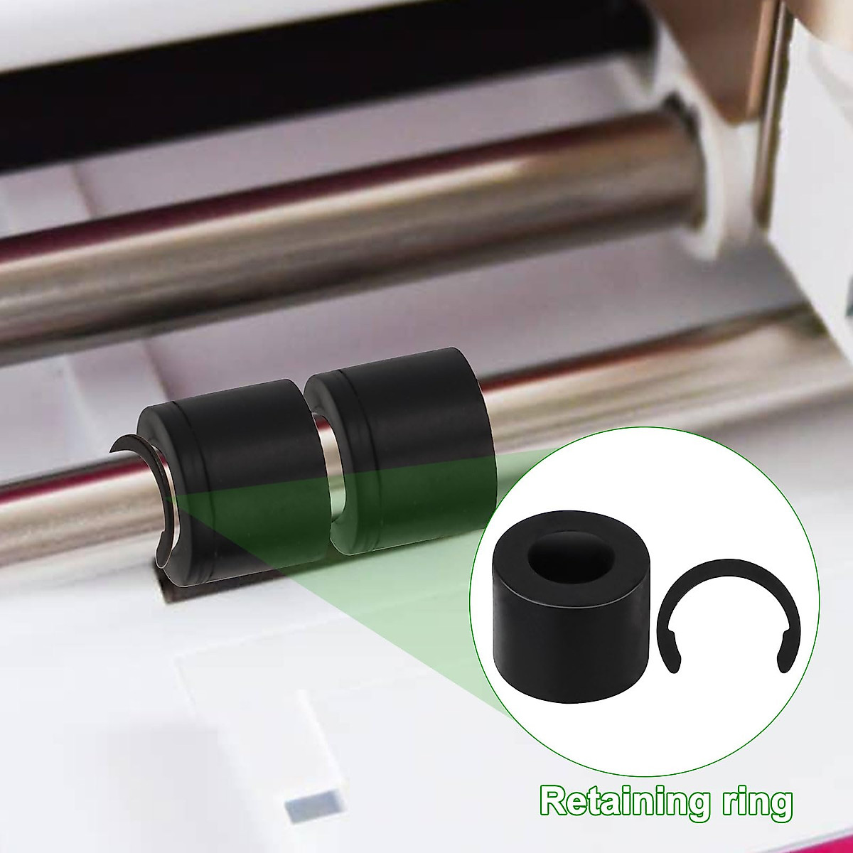 8pcs Rubber Roller Resolution for Cricut Maker and 12pcs Rubber Roller Replacement, Keep Rubber from Moving Retaining Clip Rings Compatible with Cricut Maker with Repair Parts