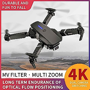 Drone Dual Camera Aerial Hd 4k Quadcopter Toy, Suitable For Adults, Folding Radio Controlled Aircraft,Follow Me, Brushless Motors, Circular Flight, Waypoint Flight, Altitude Hold, Headless Mode, (Three batteries)