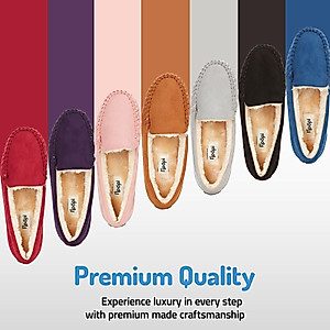 Floopi Women Slippers Moccasins, Soft Faux Fur Lining with Cozy Memory Foam, Ladies House Slippers for Women with Indoor & Outdoor Anti-Skid Sole(9, Pink-323)