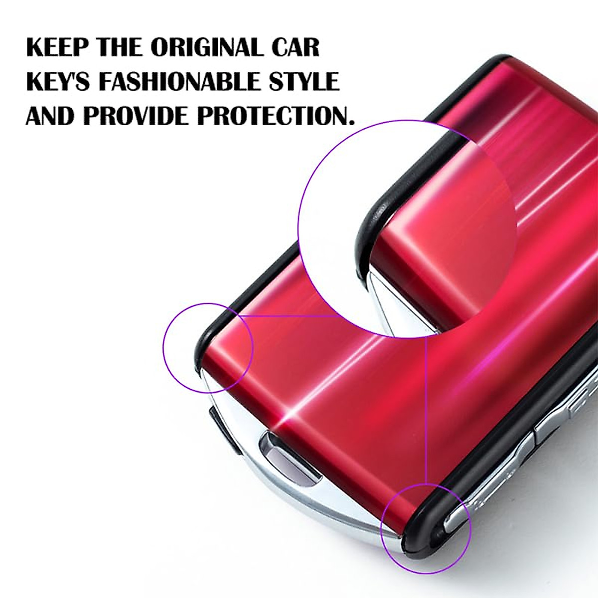 ontto Key Fob Case Dazzling Car Key Protector Fit for Volvo XC90 XC60 XC40 S60 S90 V60 V90 Polestar 1 Polestar 2 Smart Remote Resin Key Cover Key Skin Purple