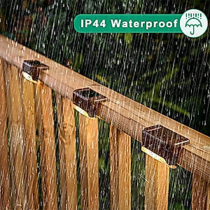 K.E.J. Solar Deck Lights Outdoor,LED Step Light Waterproof Landscape Lighting for Stairs,Step,Fence,Yard,Patio,Driveway,Pathway,Yard,Backyard and Garden (16 Pack, Brown)